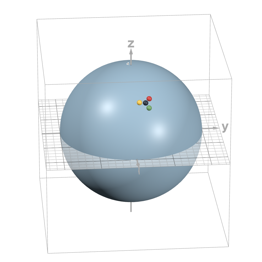 Find the circumcenter of three points on a sphere v3 | Desmos