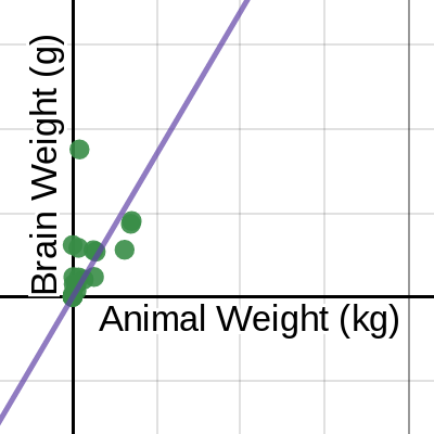 Animal Brains Scatter Plot | Desmos