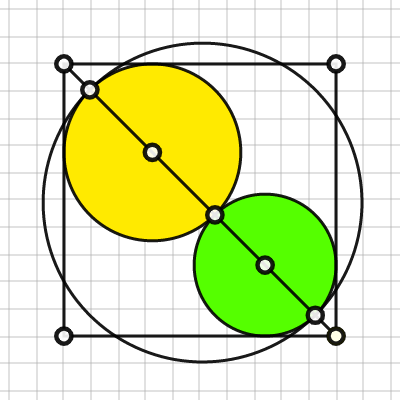 Two Circles in Circle / Square | Desmos