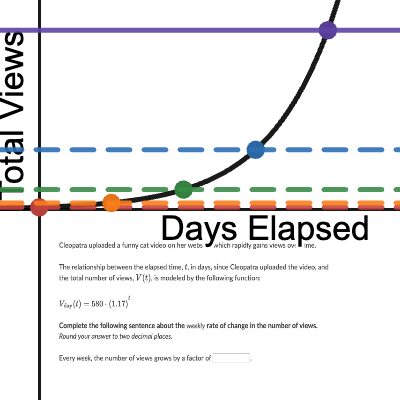 8.18 Interpret change in exponential models: changing units | Desmos